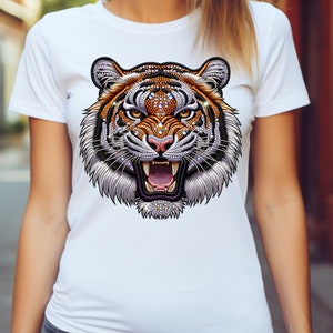 Sparkly Tiger Png, Sublimation Design, Faux Embroidery Png, Mascot Png ...