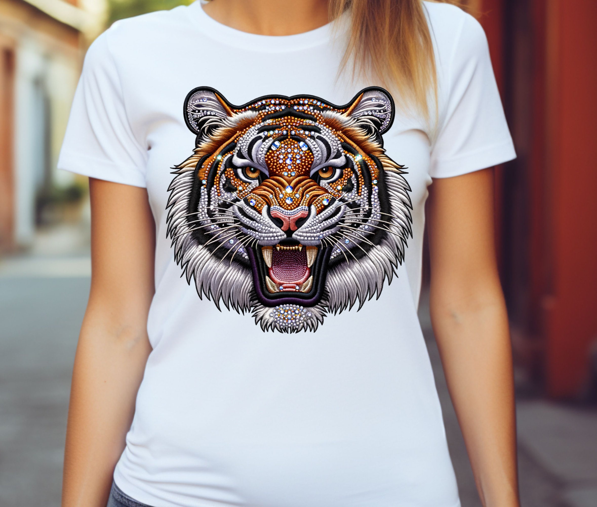 Sparkly Tiger Png, Sublimation Design, Faux Embroidery Png, Mascot Png ...
