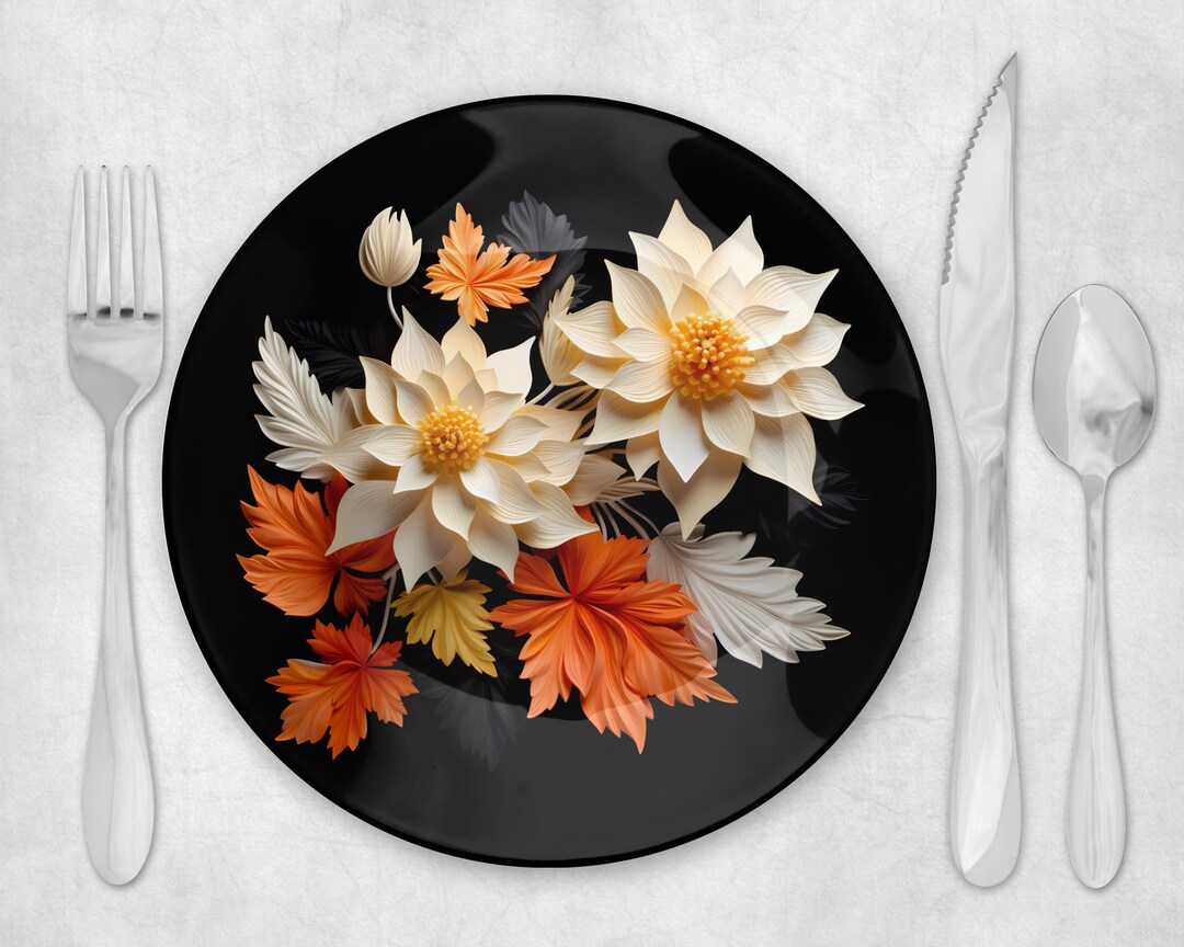 3D Autumn Leaves Plate Design, 8, 10 and 12 Plate Template, Plate ...