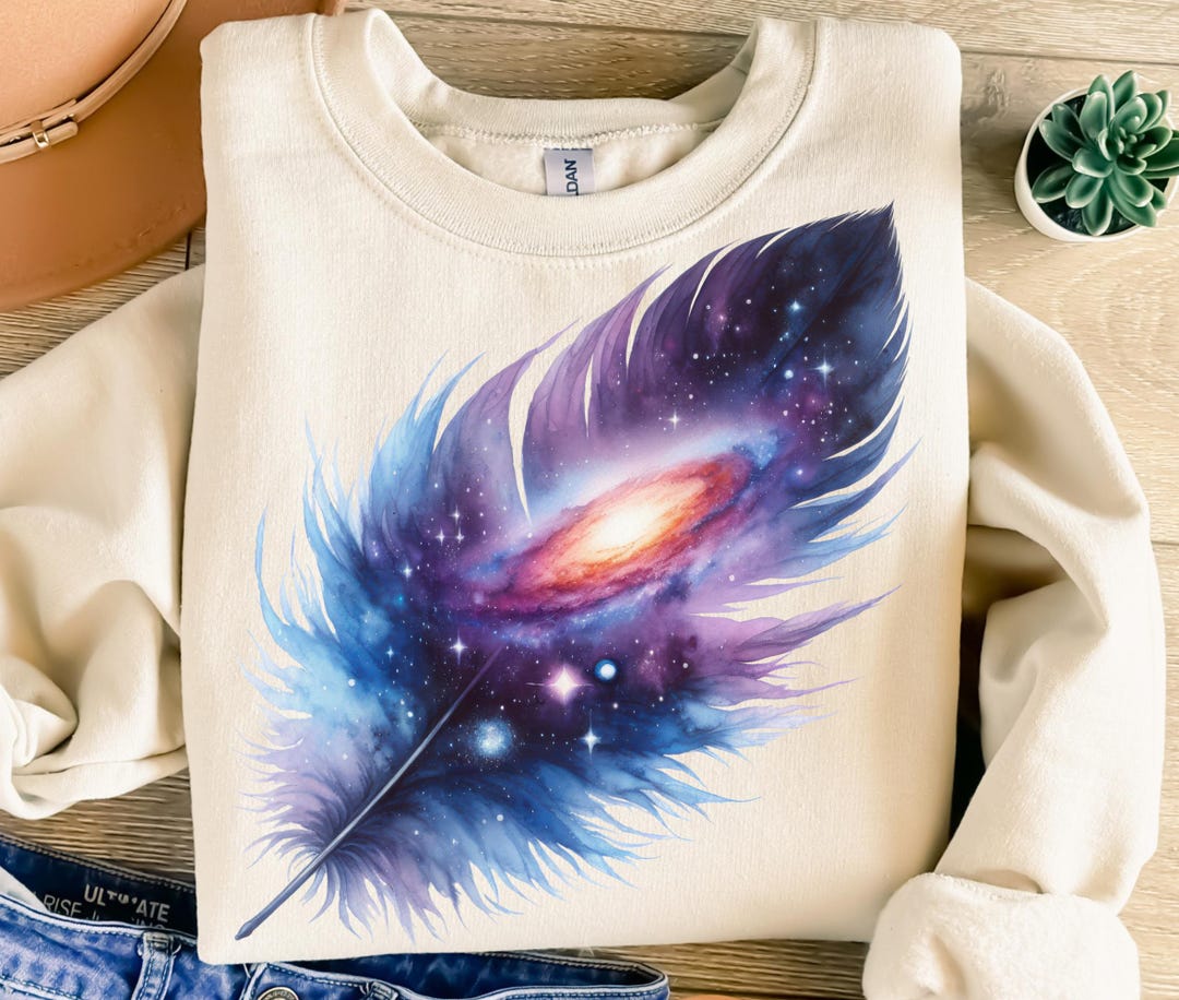 Galaxy Feather Png, Sublimation Design, Starry Sky Png, Space Png ...