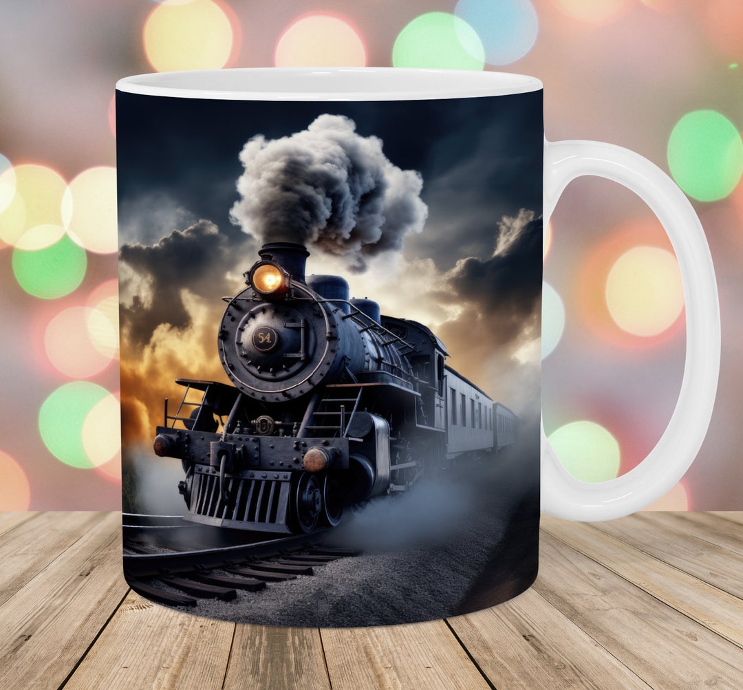 Steam Train Mug Wrap, 11oz and 15oz Mug Template, Mug Sublimation ...