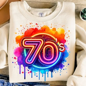70's Png, Sublimation Design, Colorful Neon 70's, Retro 70's, Vintage ...