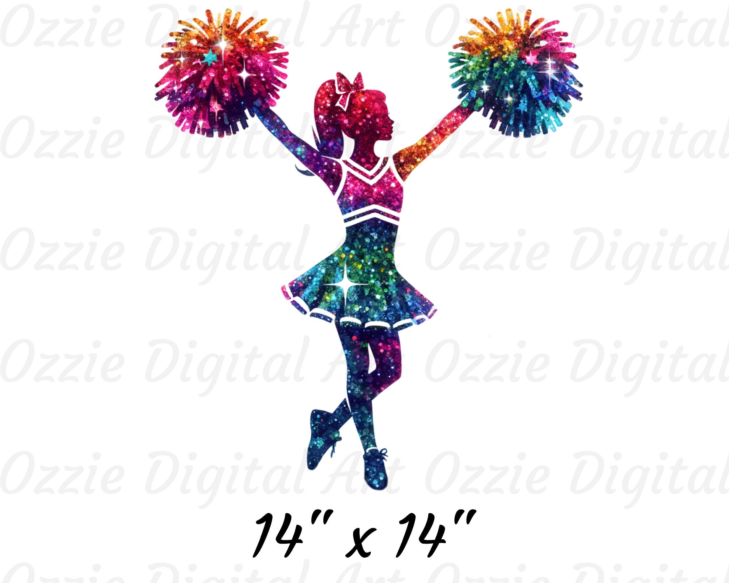 Colorful Glitter Cheerleader Png, Sublimation Design, Cheerleading Girl ...