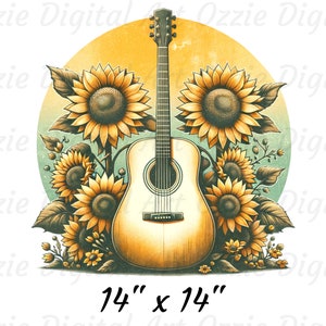 Guitar Sunflower Png, Sublimation Design, Western Png, Country Music ...
