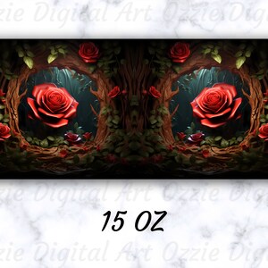 3D Rose Hole in A Wall Mug Wrap, 11oz and 15oz Mug Template, Mug ...