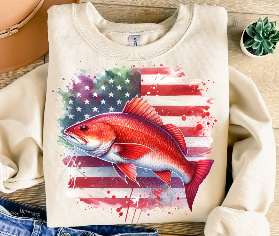 Redfish Png, Sublimation Design, Saltwater Fishing Png, American Flag ...