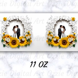 3D Wedding Couple Mug Wrap, 11oz & 15oz Mug Template, Hole in A Wall ...