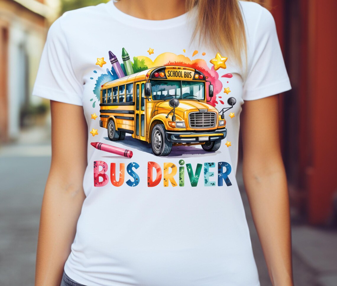 School Bus Driver Png, Sublimation Design, Back to School Png, Colorful ...