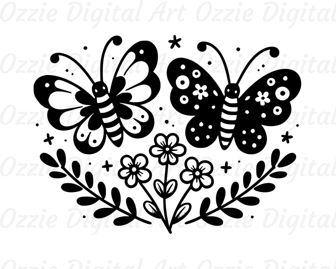 Floral Butterfly Svg & Png, Cute Butterfly Clipart, Flower Vector Image ...