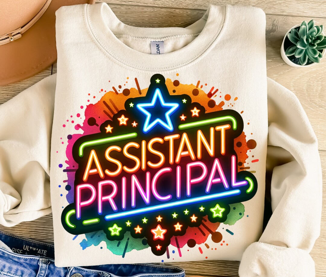 Assistant Principal Png, Sublimation Design, Colorful Neon Png, Stars ...