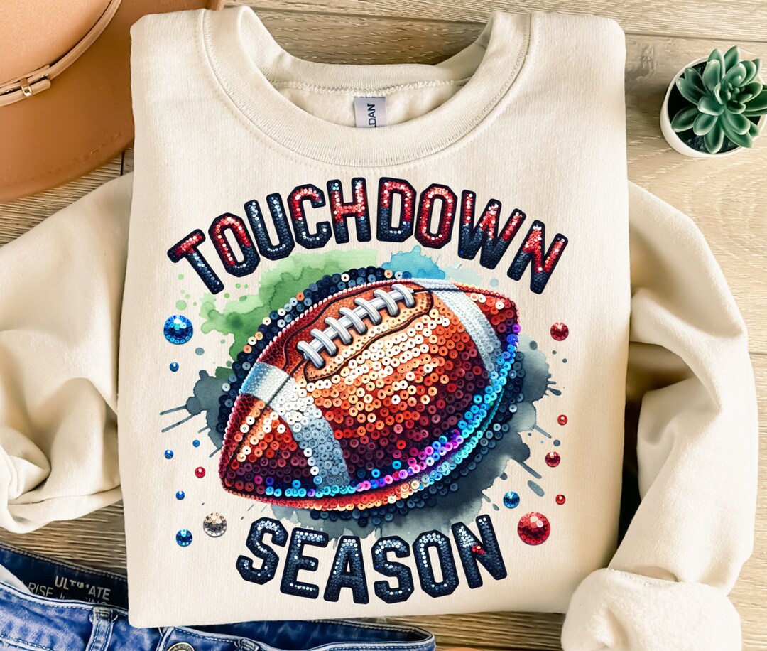 Sequin Touchdown Season Png, Sublimation Design, Glitter Football Png ...