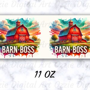 Barn Boss 11oz and 15oz Mug Template, Red Born Mug Sublimation Design ...