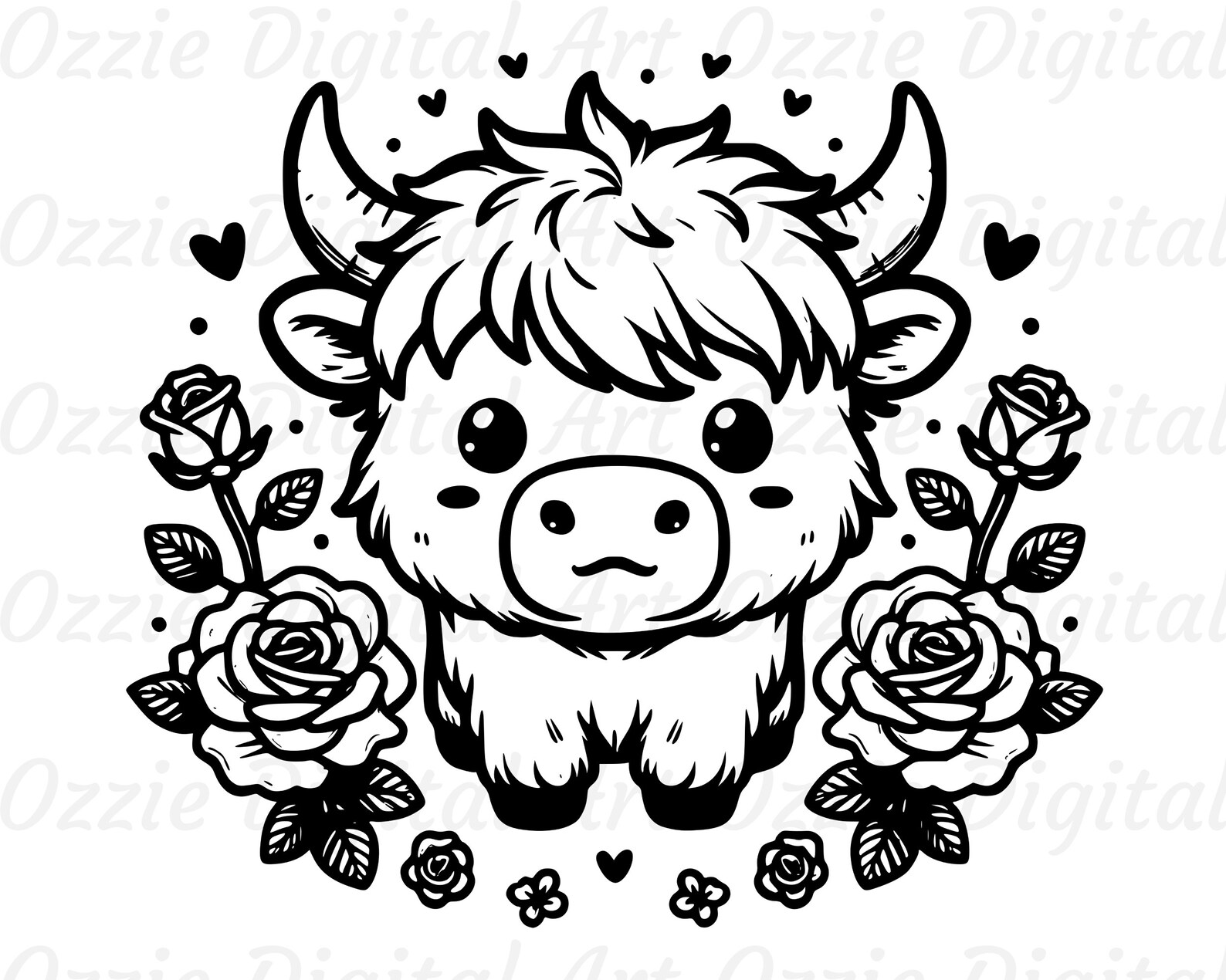 Baby Highland Cow Svg & Png, Cute Cow Clipart, Highland Cow Vector ...