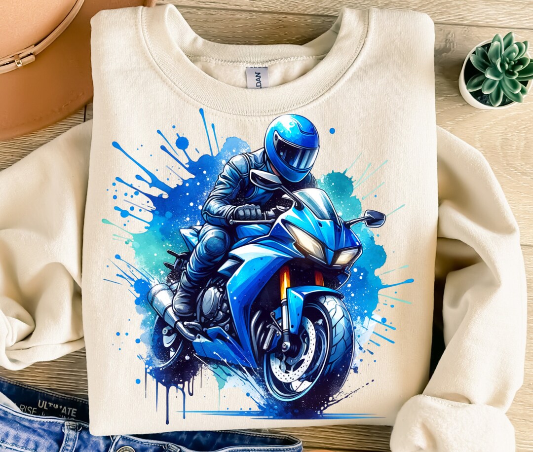 Blue Motorcycle PNG, Motorbike Sublimation Design, Biker Digital File ...