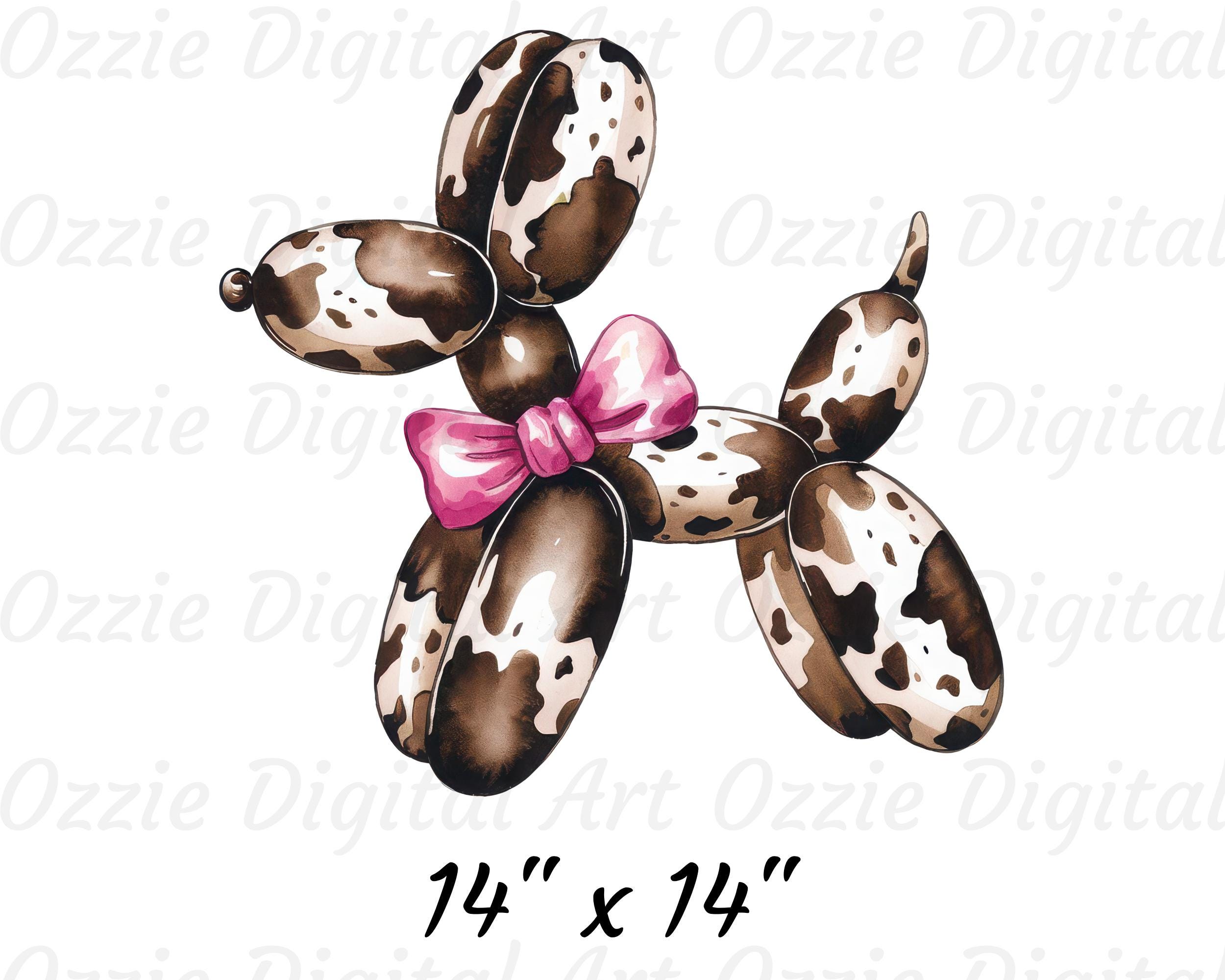 Cowhide Balloon Dog Png, Sublimation Design, Coquette Bow Png, Dog ...