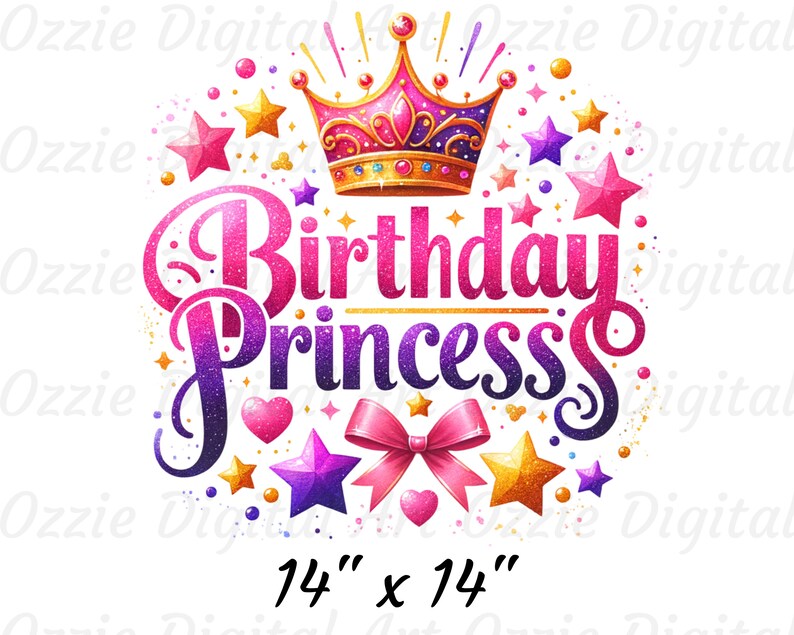 Birthday Princess Png, Sublimation Design, Kids Png, Coquette Bow Png ...