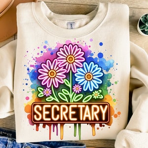 Secretary Png, Sublimation Design, Colorful Neon Png, Back to School ...