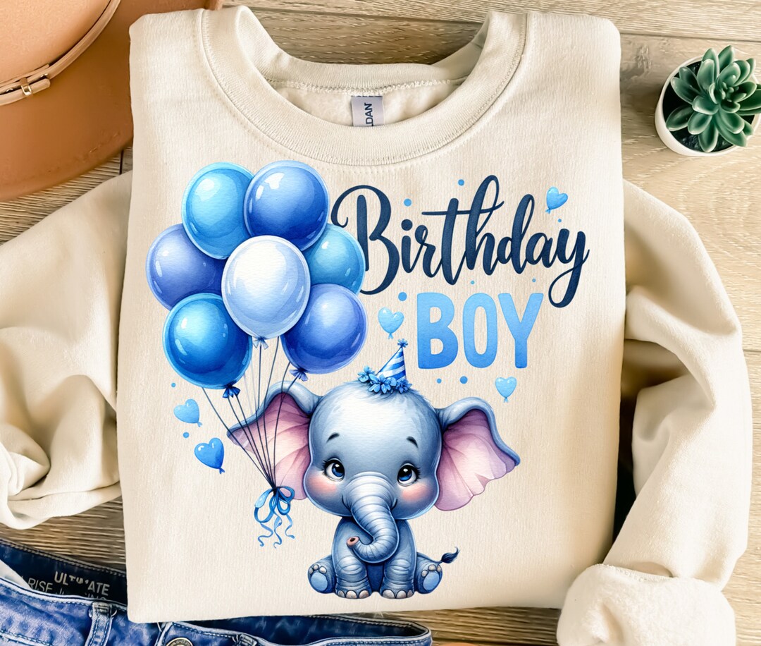 Baby Elephant Png, Sublimation Design, Birthday Boy Png, Kids Png, Blue ...