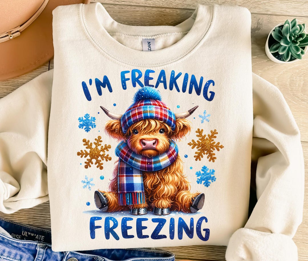 I'm Freaking Freezing Png, Sublimation Design, Funny Highland Cow Png ...
