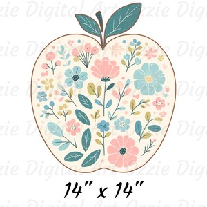 Retro Apple Png, Sublimation Design, Floral Apple Png, Boho Sublimation ...