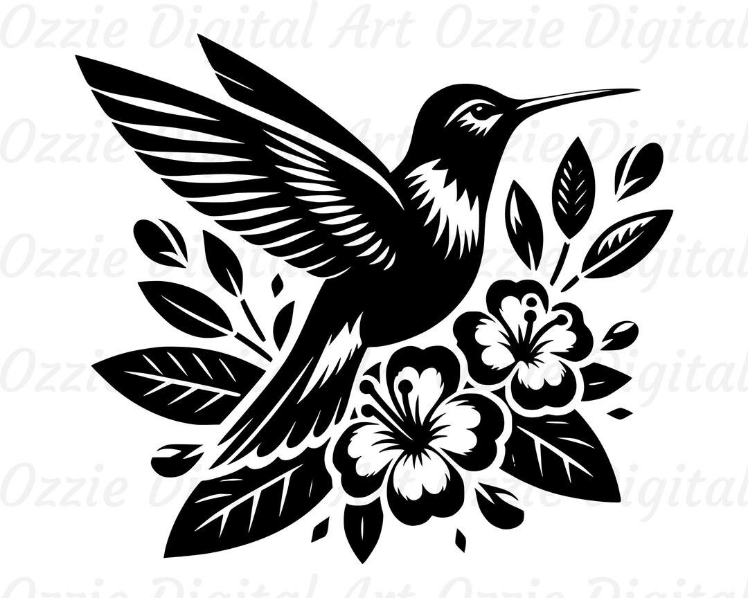 Hummingbird Flowers Svg & Png, Hummingbird Clipart, Flower Vector Image ...