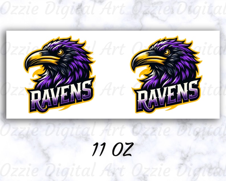 Ravens Mug Wrap, 11oz & 15oz Mug Template, Football Mascot Sublimation ...