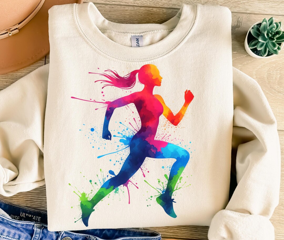 Running Woman Png, Sublimation Design, Colorful Png, Runner Silhouette ...