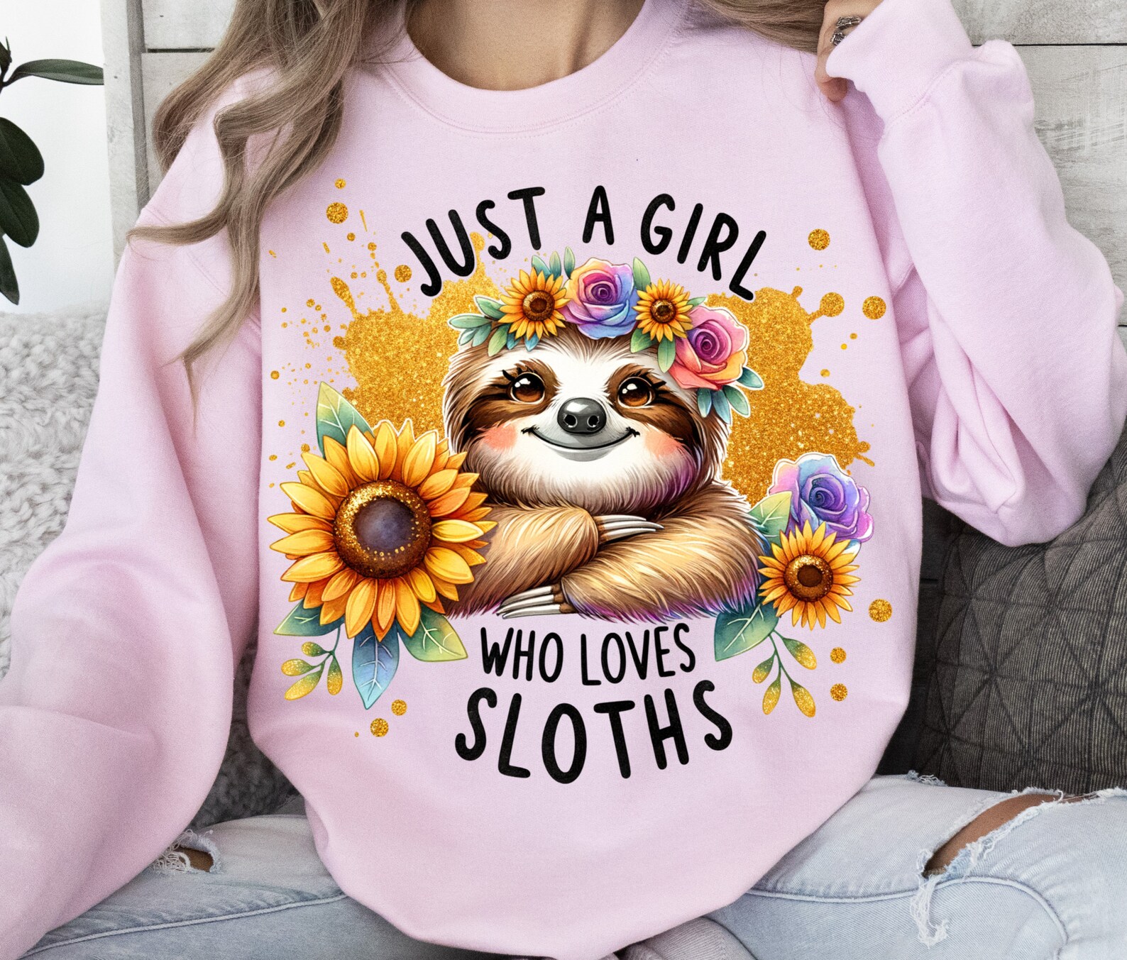 Just A Girl Who Loves Sloths Png, Sublimation Design, Sloth Clipart ...