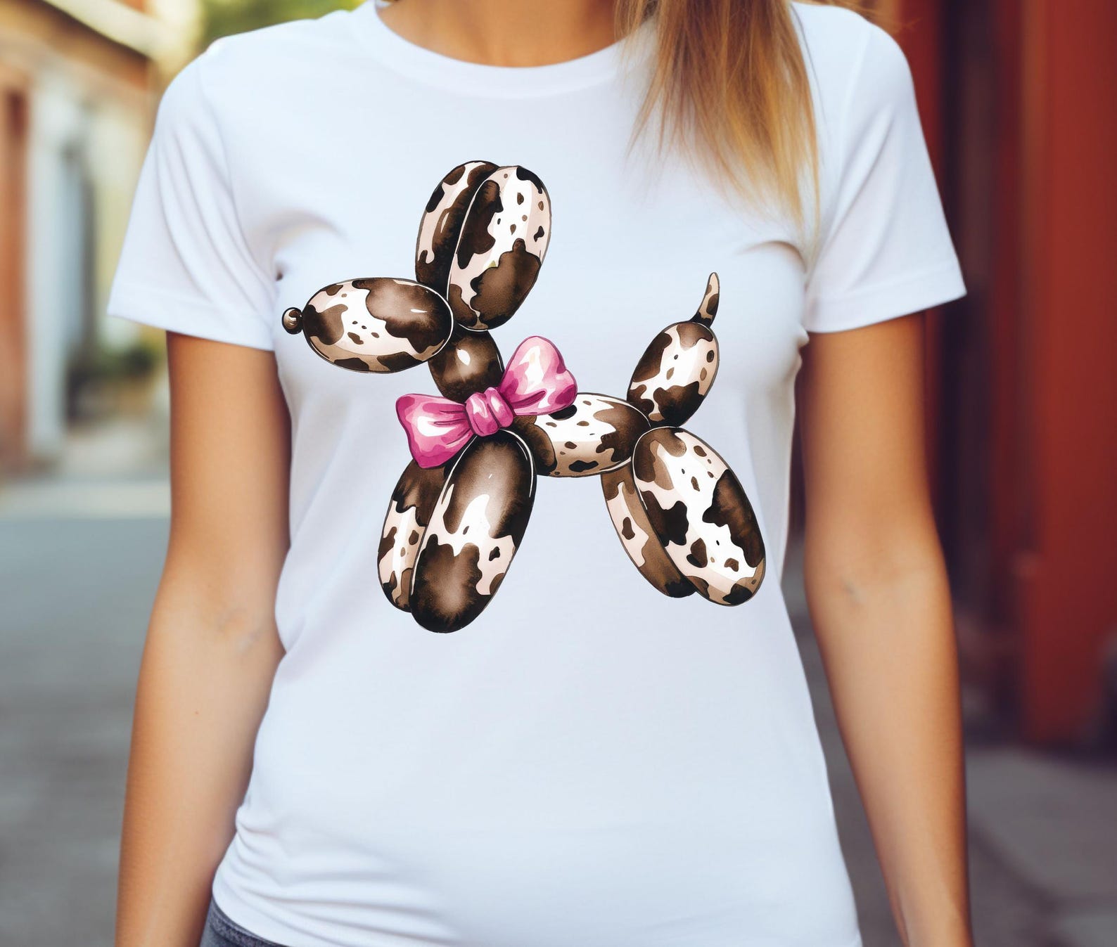 Cowhide Balloon Dog Png, Sublimation Design, Coquette Bow Png, Dog ...