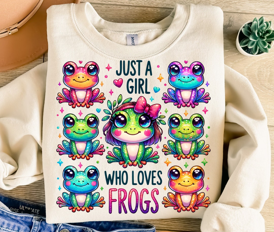Just A Girl Who Loves Frogs Png, Sublimation Design, Frog Clipart, Cute ...