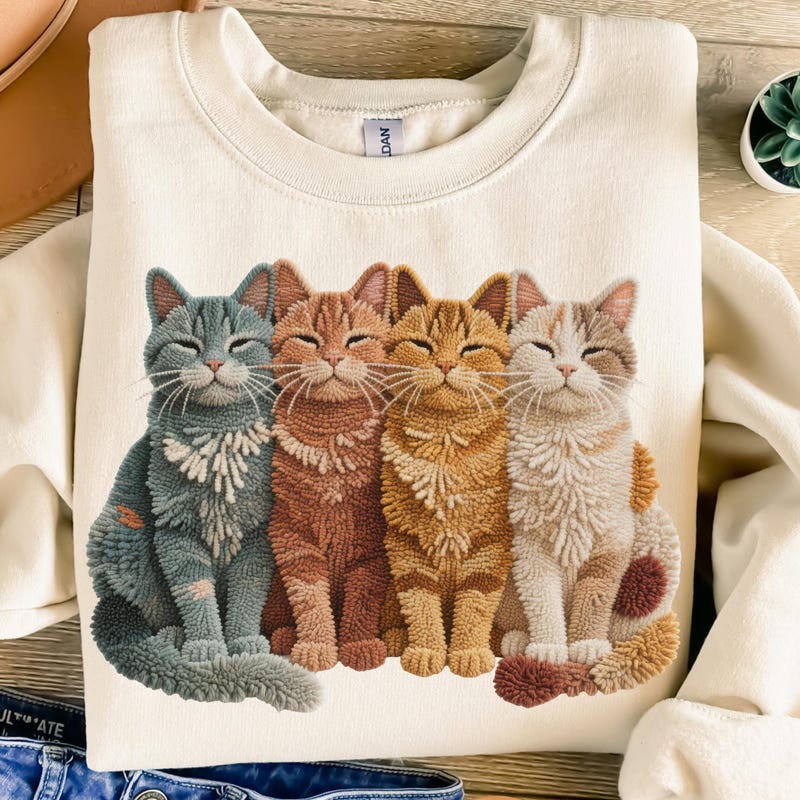 Latch Hook Cat Sweatshirt - Etsy