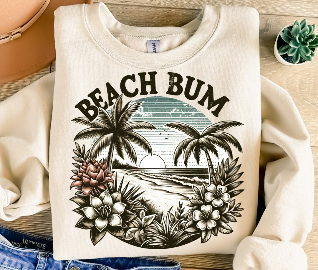 Beach Bum Svg, Sublimation Design, Summer Clipart, Retro Beach Digital ...