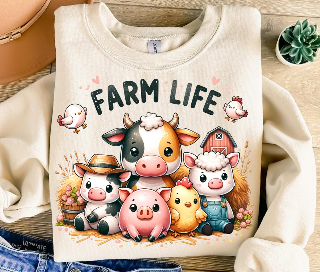Farm Life Png, Sublimation Design, Cow Png, Farm Animals Png, Country ...