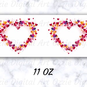 Heart Border Mug Wrap, 11oz & 15oz Mug Template, Frame Mug Sublimation ...