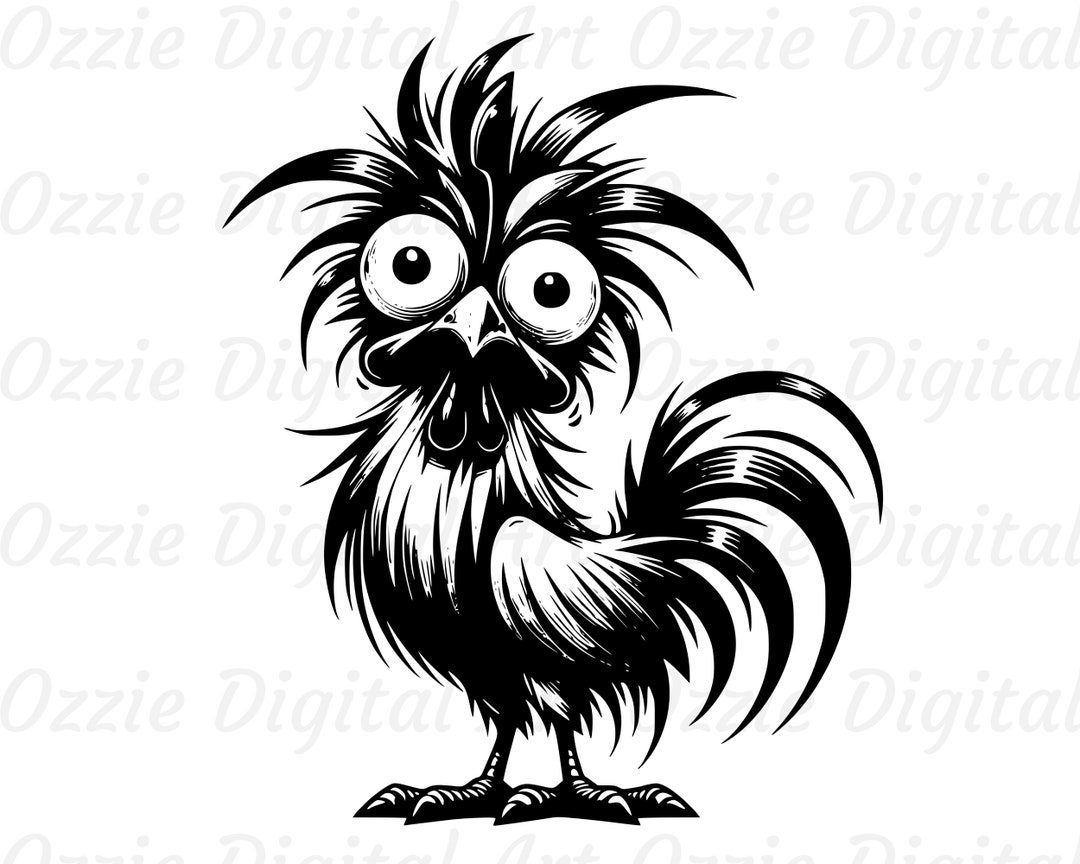 Crazy Chicken Svg & Png, Rooster Clipart, Chicken Vector Image, Funny ...