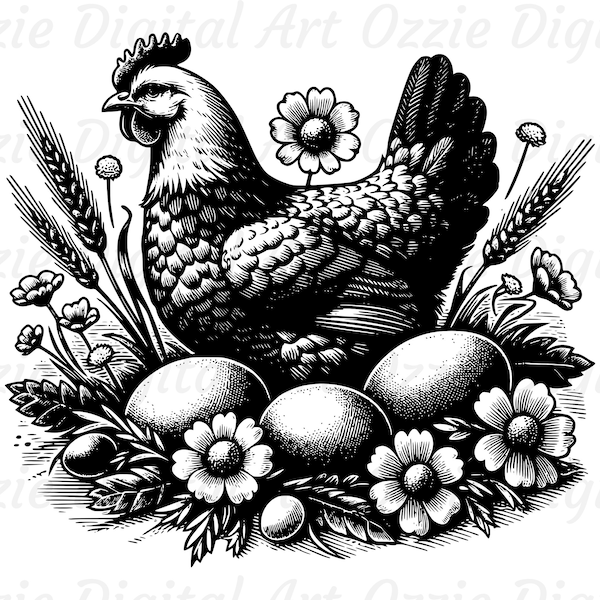 Chicken Laying Eggs - Etsy