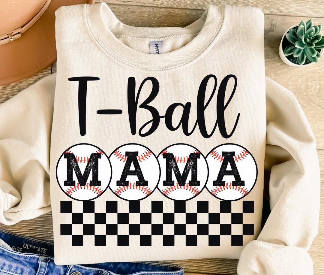 T-ball Mama Png, Sublimation Design, Game Day Png, Kids Png, Checkered ...