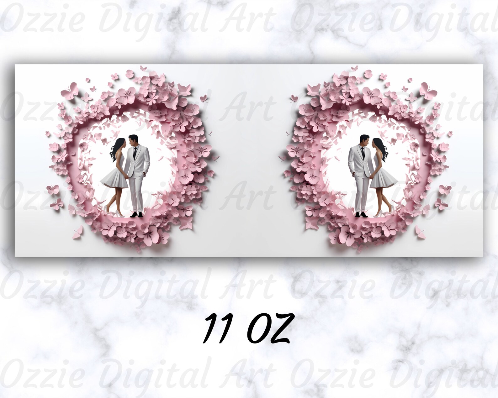 3D Wedding Couple Mug Wrap, 11oz & 15oz Mug Template, Mug Sublimation ...