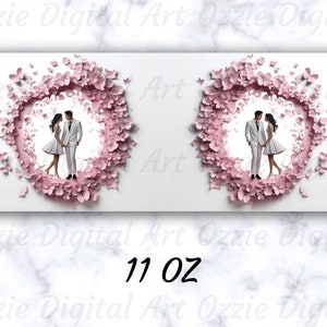 3D Wedding Couple Mug Wrap, 11oz & 15oz Mug Template, Mug Sublimation ...