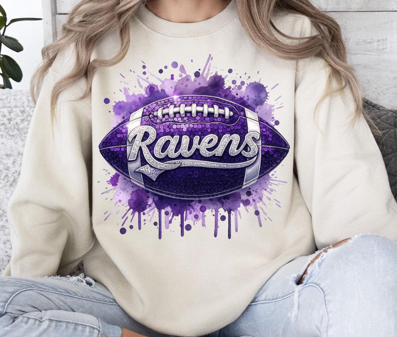 Ravens Png, Sublimation Design, Purple Sequin Mascot Png, Football ...