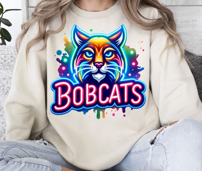Bobcats Png, Sublimation Design, Colorful Neon Png, Mascot Png ...