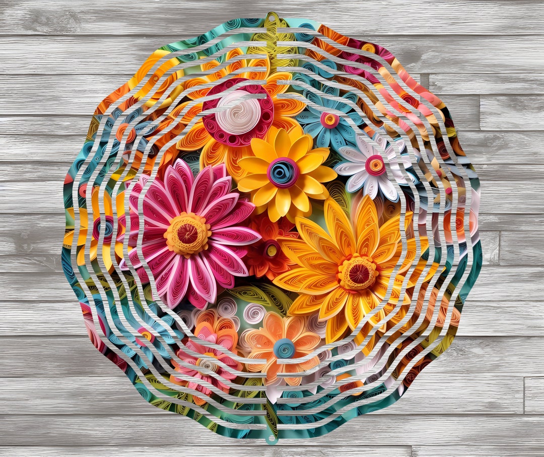 3D Colorful Flowers Wind Spinner Sublimation Design, Floral Wind ...
