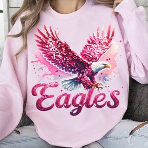 Eagles Png, Sublimation Design, Mascot Png, Pink Sequin Eagle Png, Football Season Png, Sport ...
