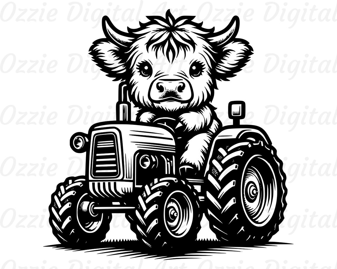 Vache Highland Svg & Png, Clipart vache, tracteur Svg, Image ...