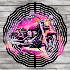 Pink Motorcycle Wind Spinner Sublimation Design, Motorbike Wind Spinner ...