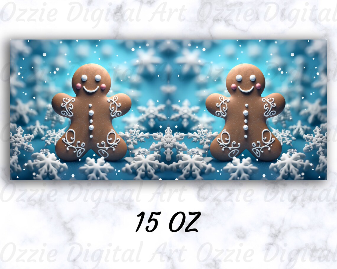3D Christmas Gingerbread Man Mug Wrap, 11oz and 15oz Mug Template, Mug ...
