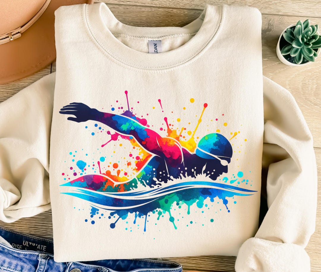Swimmer Png, Sublimation Design, Colorful Png, Swimming Man Silhouette ...