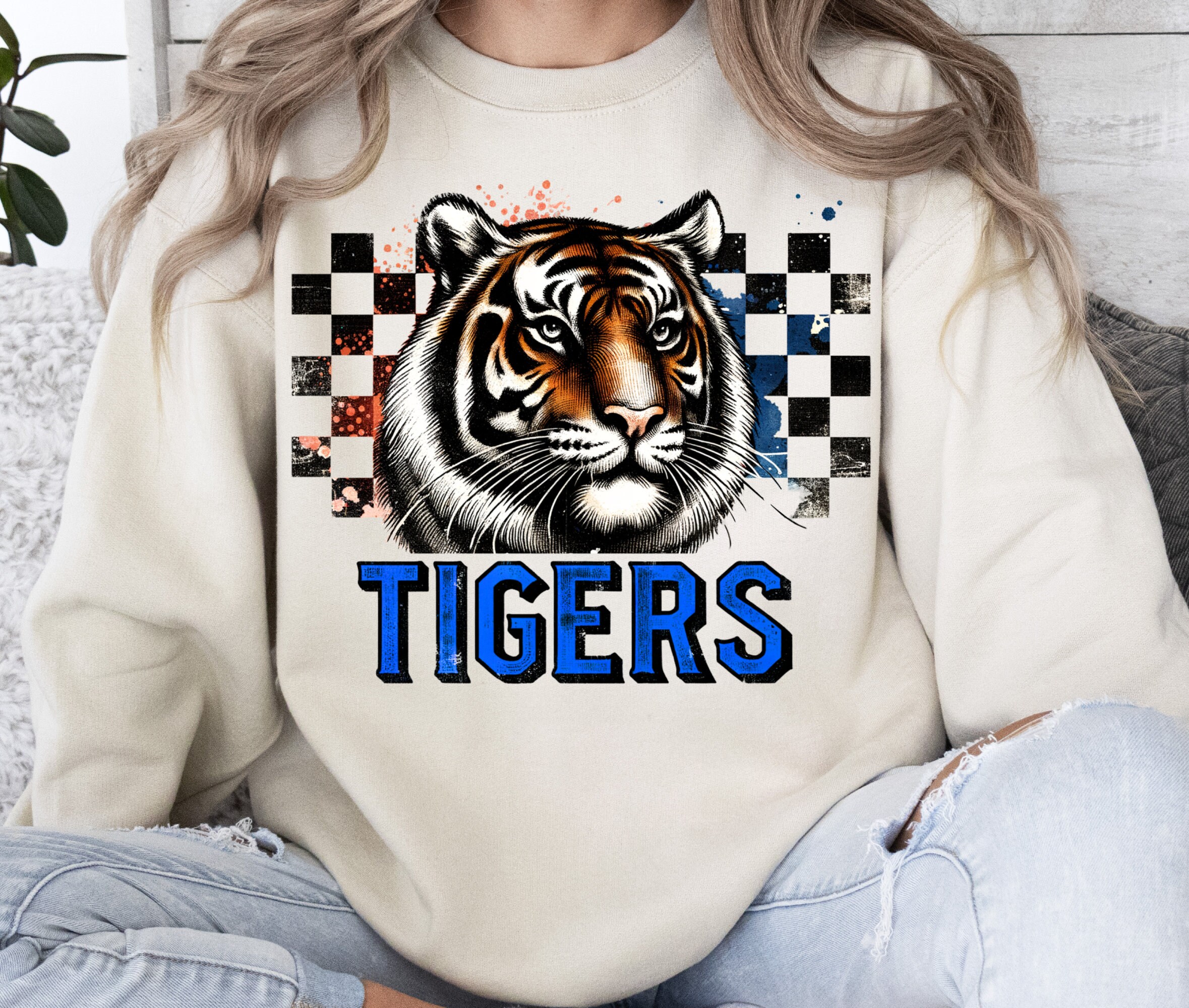 Tigers Png, Sublimation Design, Football Season Png, Mascot Png, Blue ...
