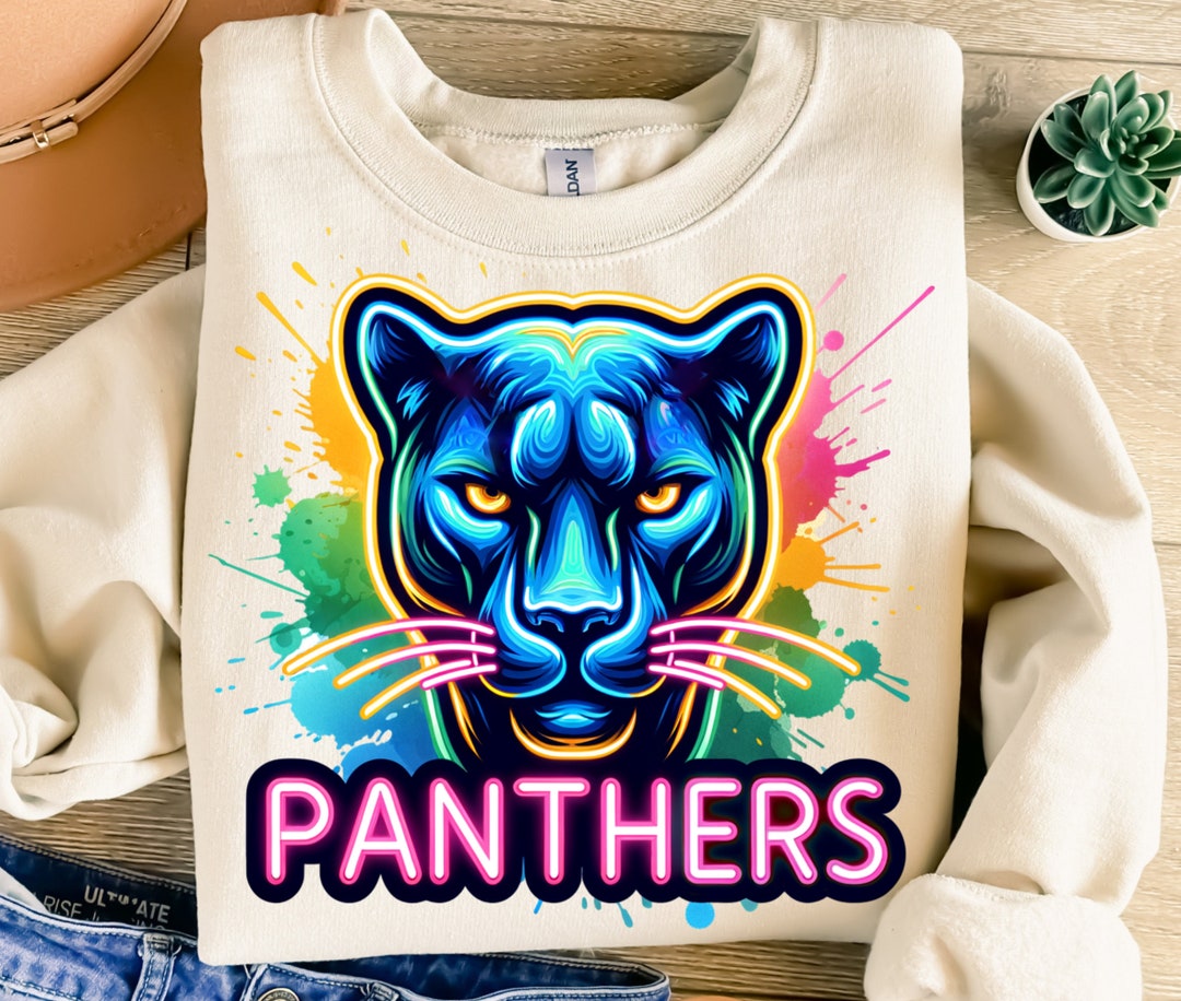 Panthers Png, Sublimation Design, Colorful Neon Mascot Png, Game Day ...