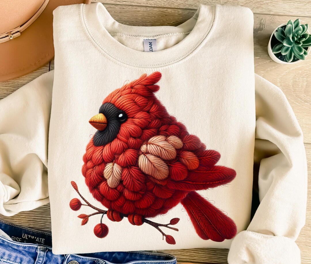 Plush Red Cardinal Png, Sublimation Design, Crochet Bird Png, Faux Yarn ...